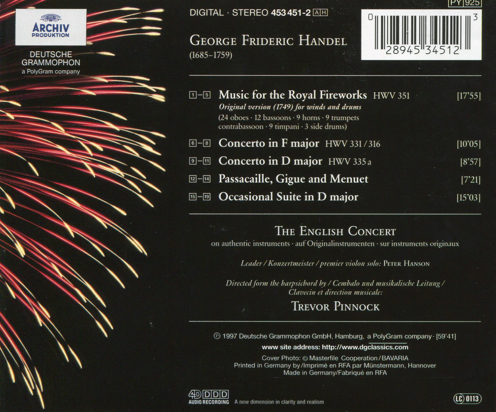 Music for the Royal Fireworks (CD)