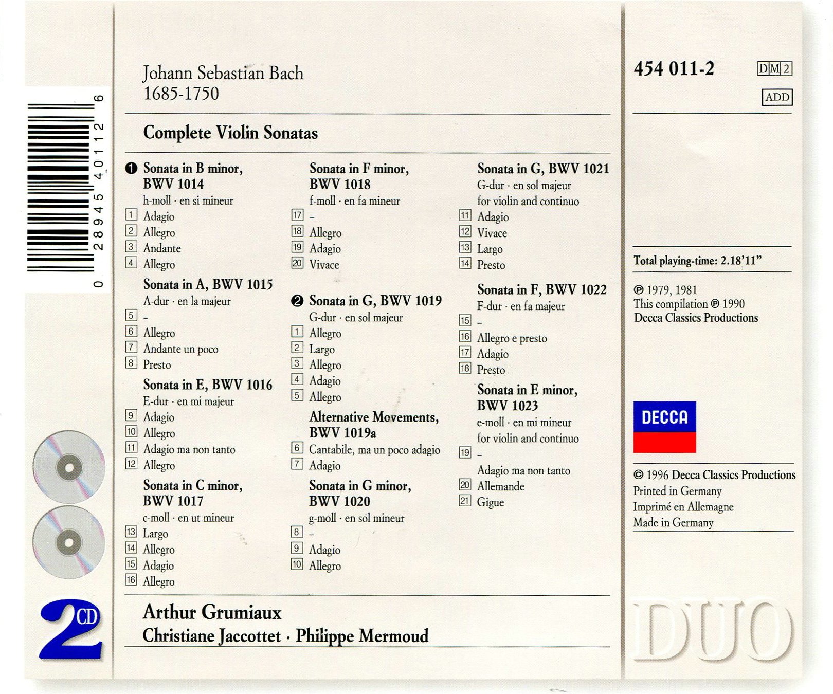 Complete Violin Sonatas (CD2)