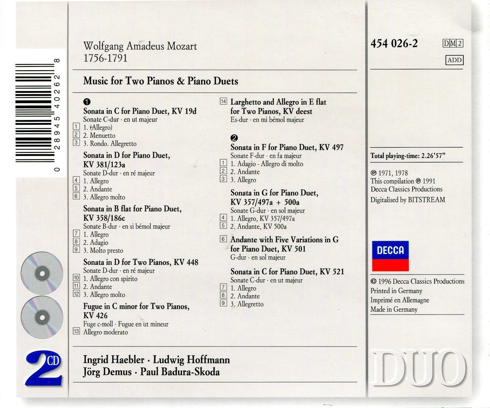Music for 2 Pianos & Piano Duets (CD2)