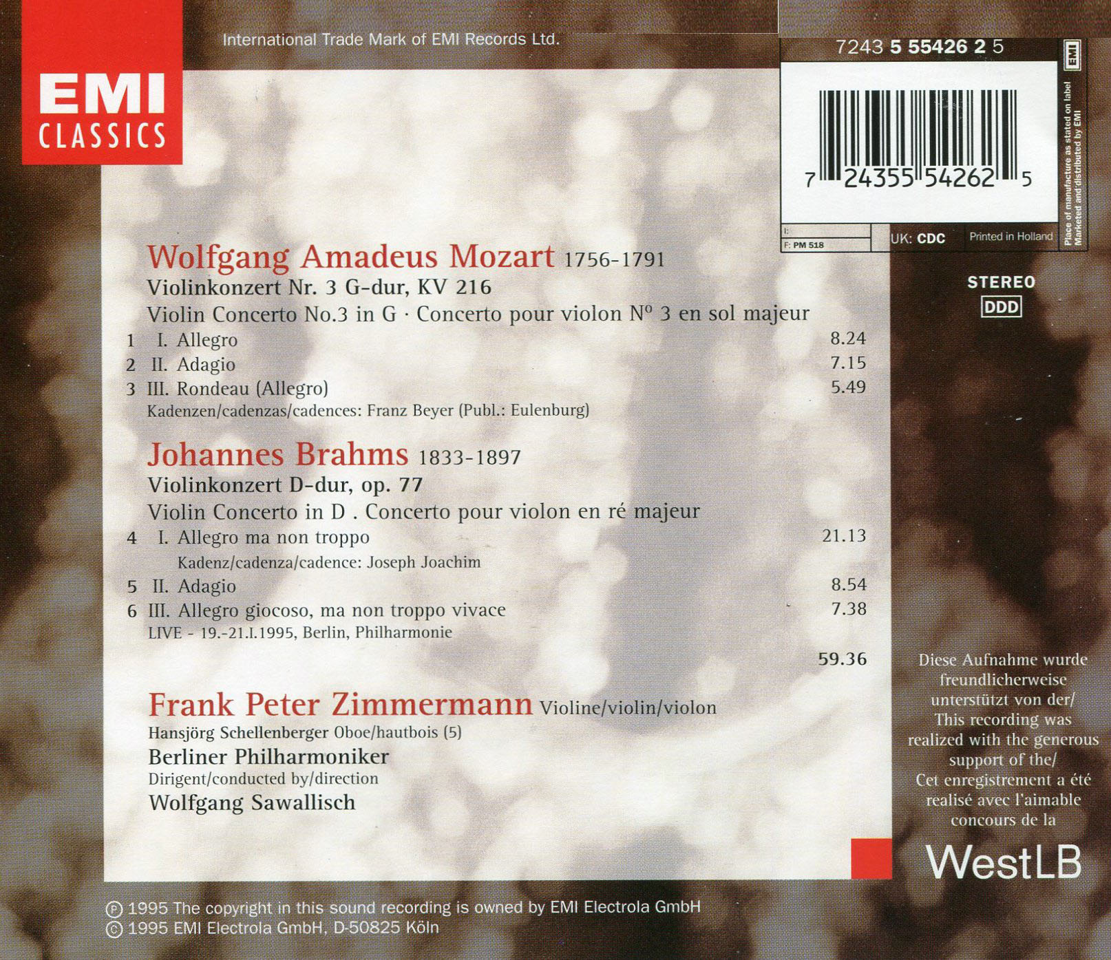 Violinkonzert Nr.3 G-dur, KV 216 (CD)