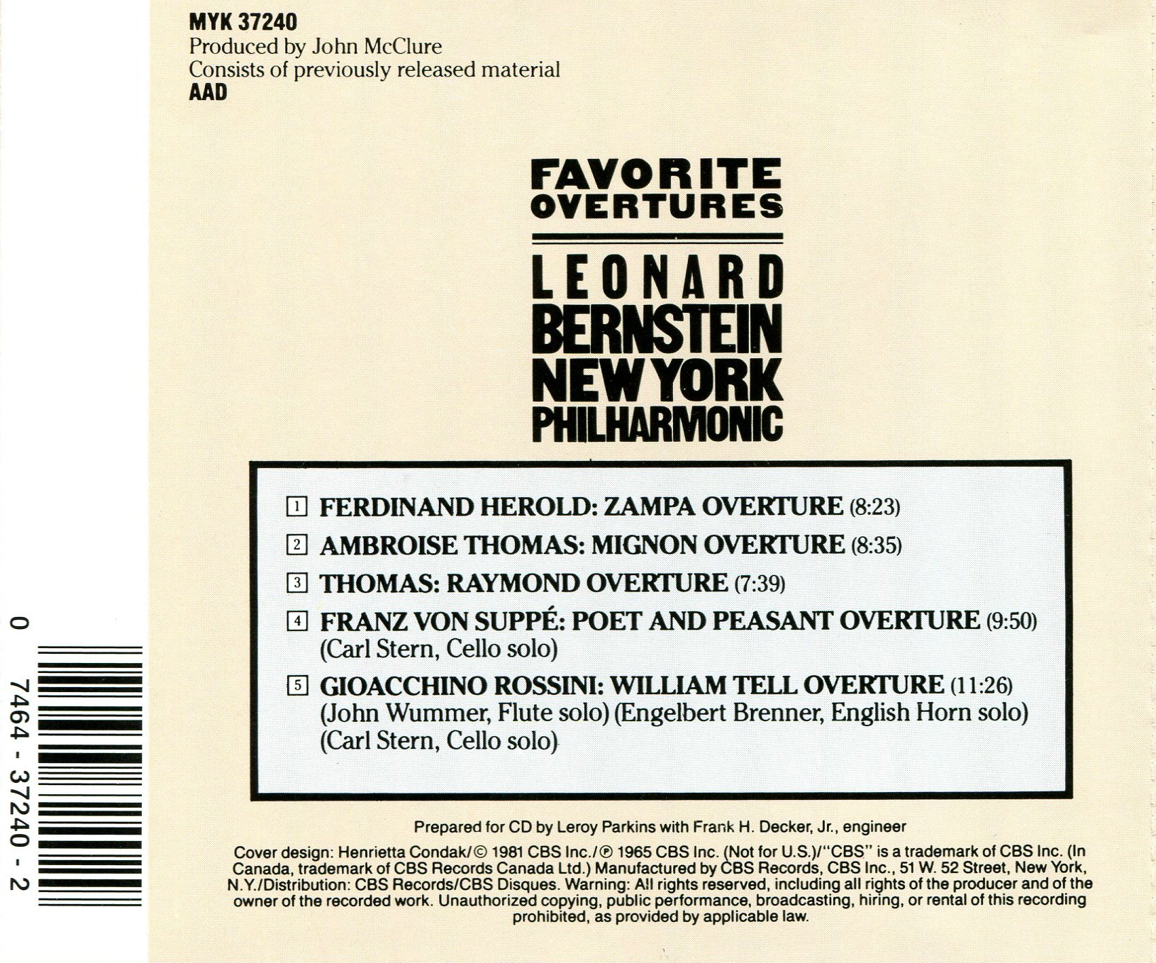 William Tell Favorite Overtures (CD)