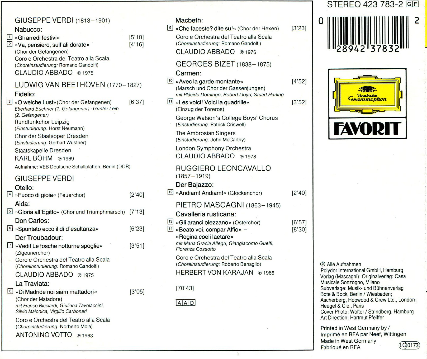 Flieg, Gedanke-Beliebte Opernchöre (CD)