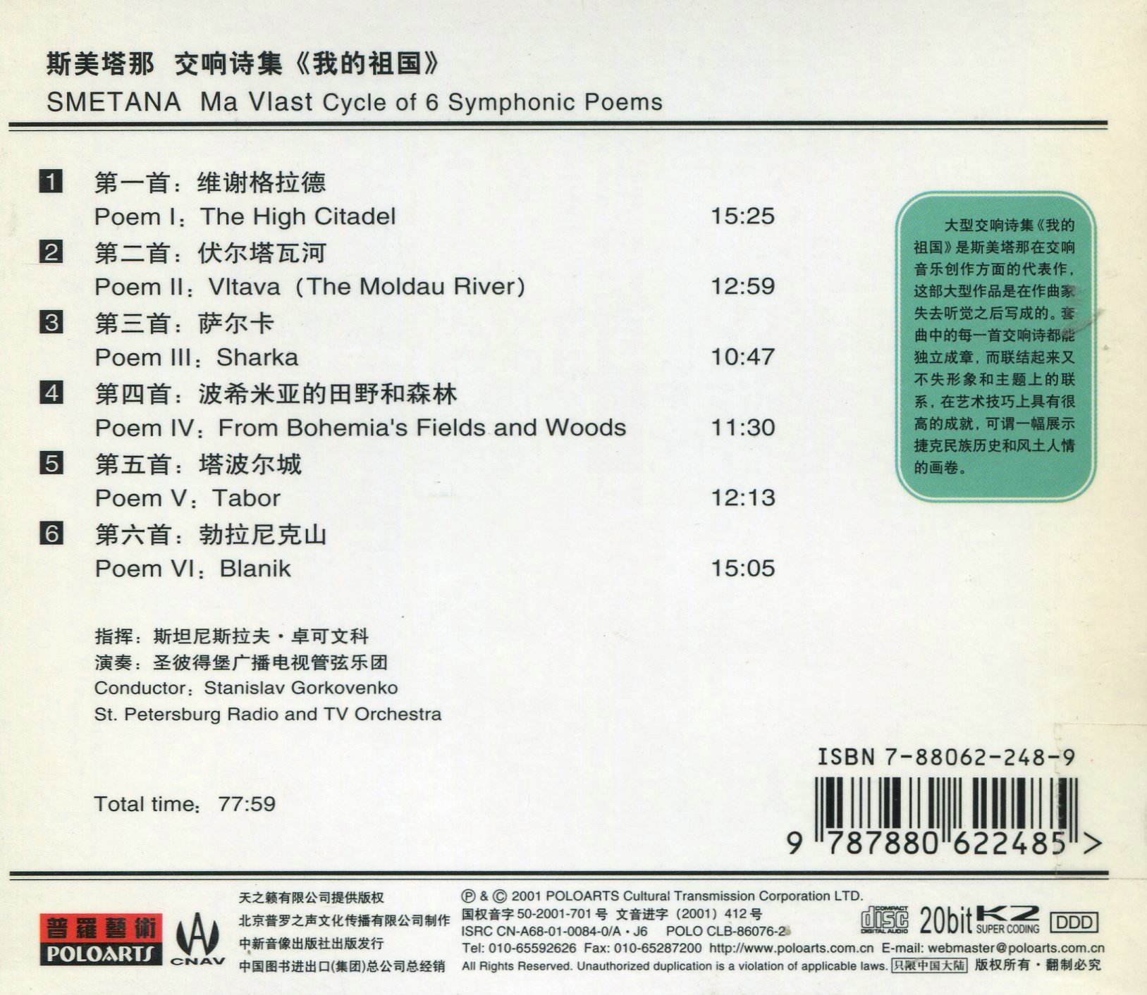 Ma Vlast Cycle of 6 Symphonic Poems (CD)